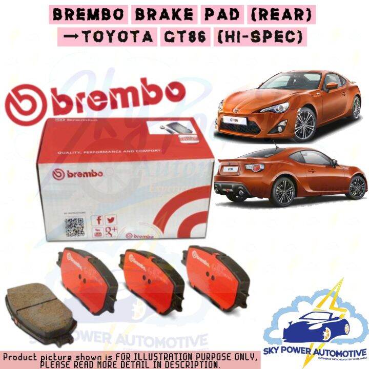 BREMBO TOYOTA GT86 (HI-SPEC) BRAKE PAD (REAR) | Lazada