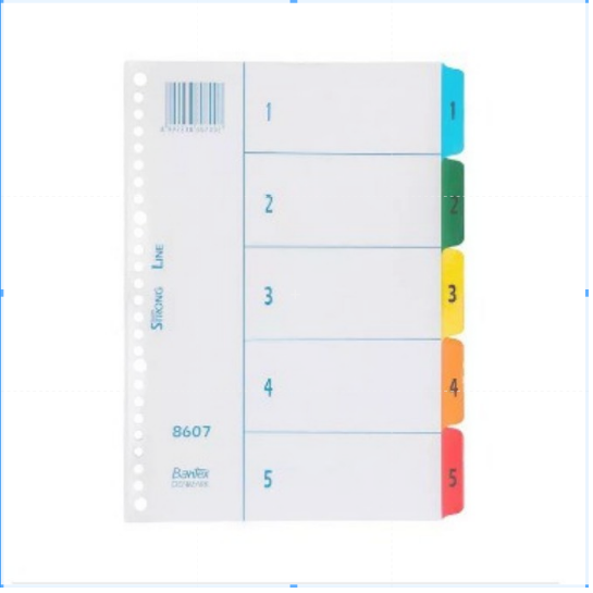 Bantex Divider B5 8607 1-5 (5 Pages)/ Pembatas Binder 26 hole- Kertas ...