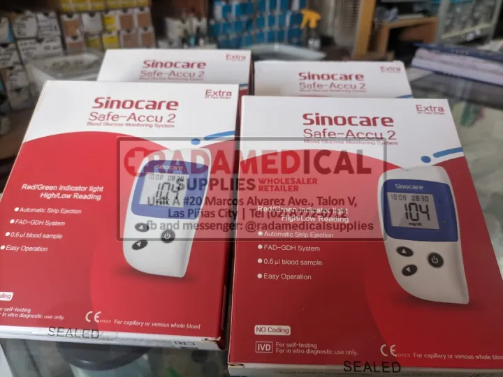 Sinocare Safe Accu 2 Blood Glucose Meter, 25Pcs Test Strips And Lancets ...