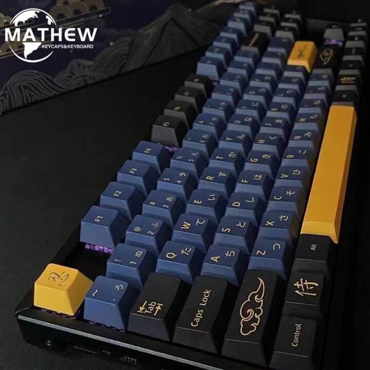 Mathew shop,Blue Samurai PBT Keycap ปุ่มกดคีย์บอร์ด ลายซามูไร 129 Keys ...