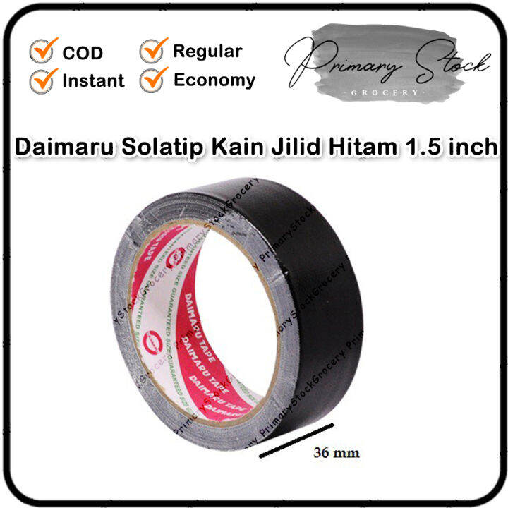 Lakban Hitam Besar 1.5 inch Solatip Kain Solasi Jilid Isolasi Daimaru ...