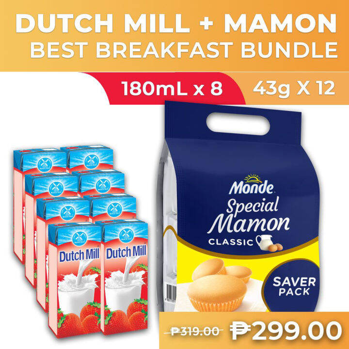 Monde Mamon Classic Savers Pack 43g x 12 + Dutch Mill Yoghurt Drink ...