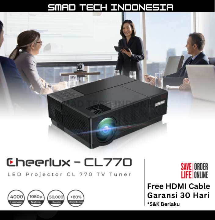 Cheerlux CL770 ATV Projector LED Proyektor Full HD 1080P 4000 Lumens ...