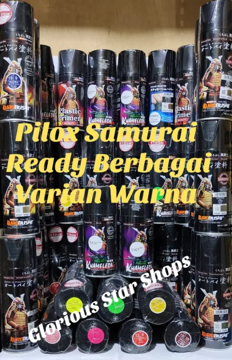 Pilok Pilox Cat Semprot Samurai Ready Berbagai Warna Merah Kuning Hijjau Putih Hitam Biru Coklat ...