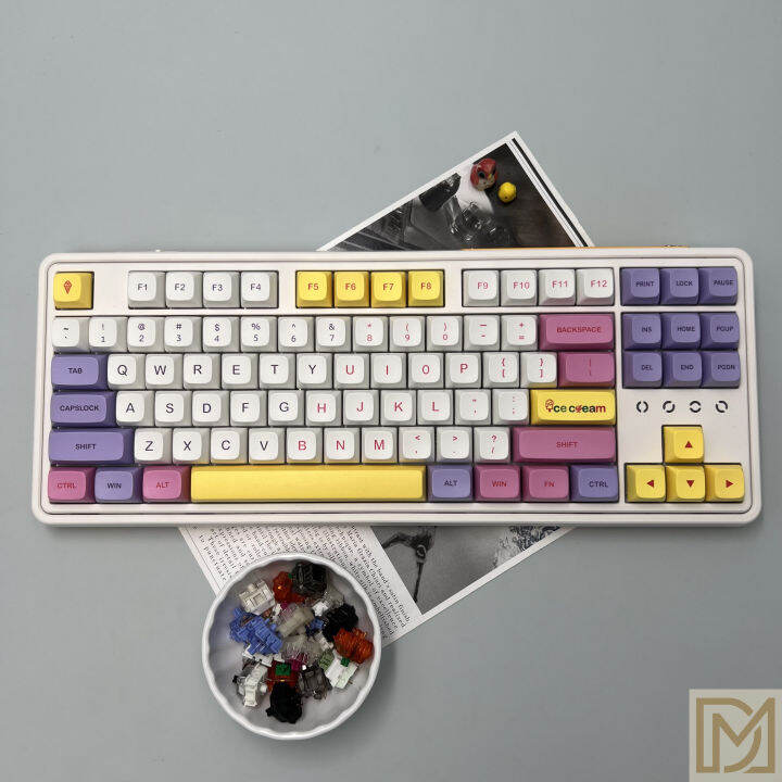 Ice Cream Keycap PBT Dye Sub XDA Purple Rainbow Cute Keycaps 135pcs Fit ...