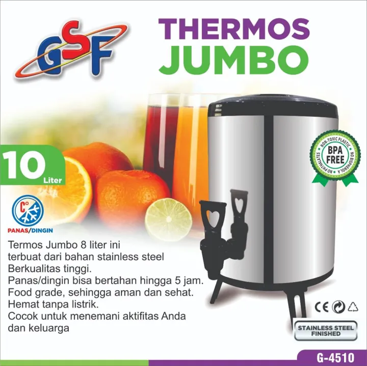 Water Jug Milk Tea Bucket Termos Tuas Keran Besar Stainless Steel 10 ...
