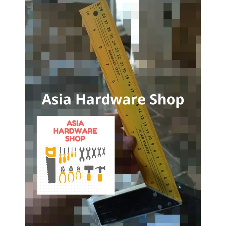 Penggaris Siku Meter Tukang 12" Besi Angle Square Steel Kuning 12 inci ...