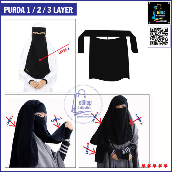 PURDAH NIKAH 1 LAYER 2 LAYER 3 LAYER PURDAH HITAM PURDAH | Lazada