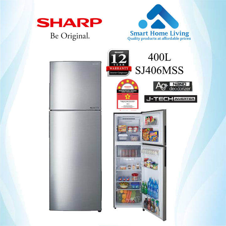 Sharp 400L 2-Door Fridge Refrigerator / Peti Sejuk SJ406MSS 【KLANG ...