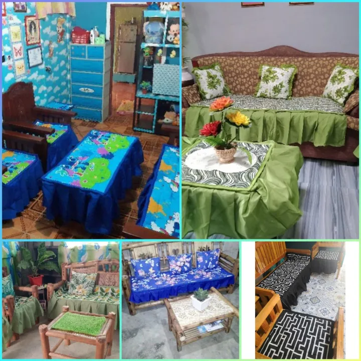 Sapin sa upuan wlace set sofa cover set raffles seat cover set( 3 in 1 ...