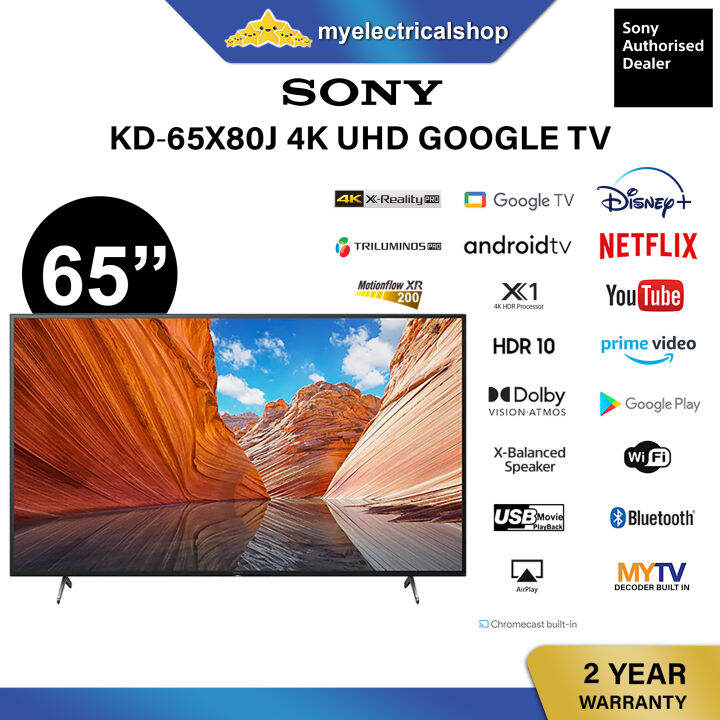 Sony 65 Inch 4K UHD Android TV Google TV KD-65X80J HDR Google Play ...
