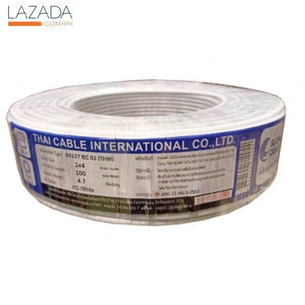 "ลดราคา"Global Cable สายไฟ THW IEC01 1x4 100เมตร สีขาว "คุณภาพดี ...