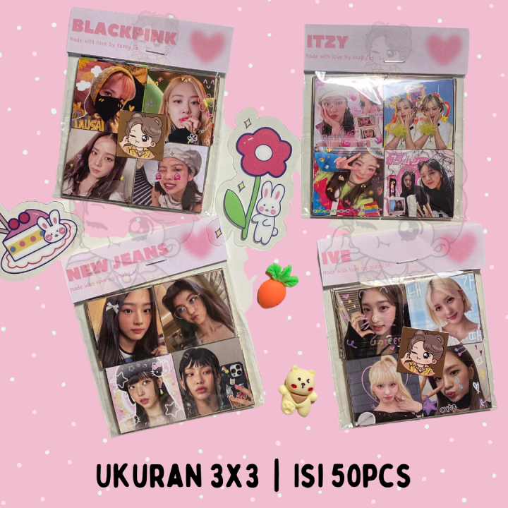 50pcs STICKER KOREA KPOP STIKER LUCU FREEBIES 3x3 GIRLBAND EDITION ...