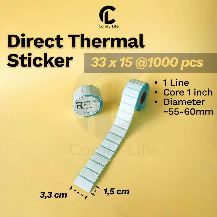 DIRECT THERMAL STICKER [33x15 MM] KERTAS LABEL STIKER BARCODE 1 LINE ...