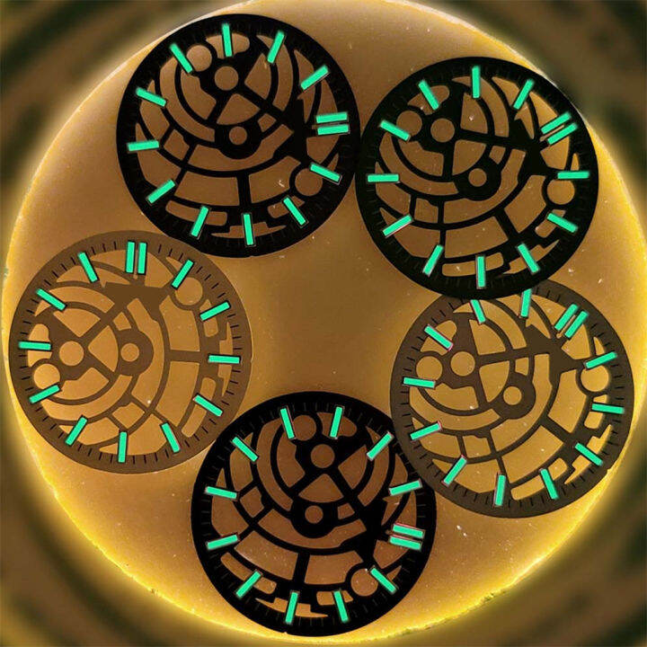 Watch Dial 28.5MM Skeleton Green Luminous Dial Watch Accessories for ...