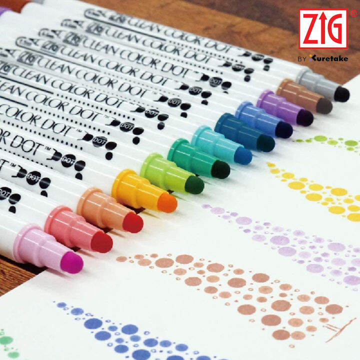 ZIG Kuretake Clean Color Dot Pen Set Marker for Calligraphy, Watercolor ...
