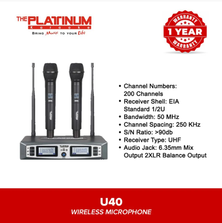 The Platinum U40 PTW 600U Wireless Microphone For Videoke | Lazada PH