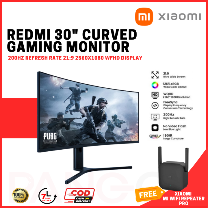 Redmi Xiaomi 30 Inch Curved Monitor 200 Hz 2560/1080 WFHD Wall Mount ...