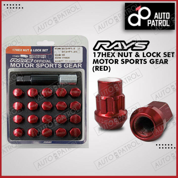 Rays Official 17 Hex Lugnut and Lock M12 x P1.5 Red 20pcs | Lazada PH