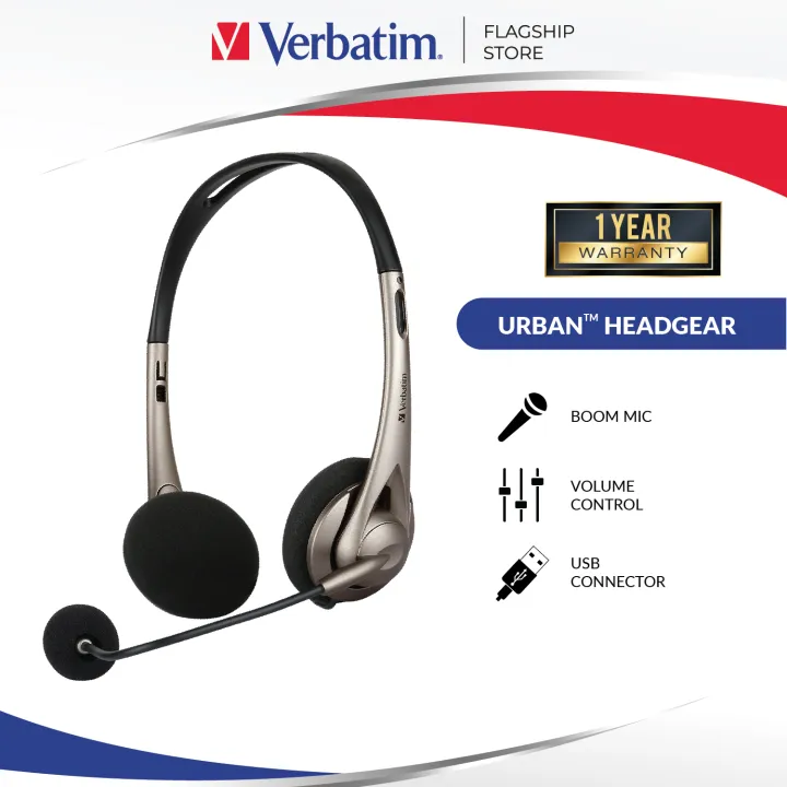 Verbatim USB Headset with Boom Mic Ideal for School, Work and Gaming ...