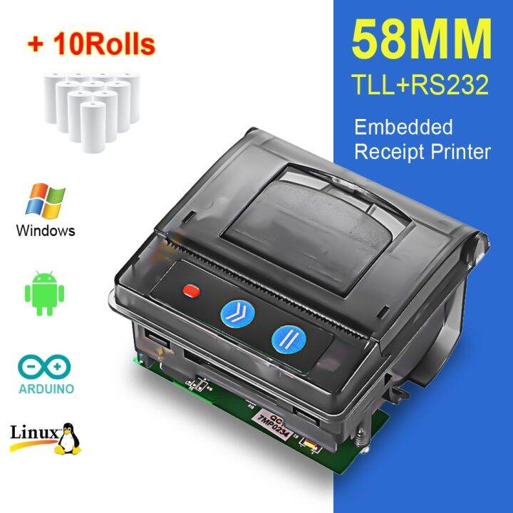 Micro-Mini 58mm Embedded Thermal Receipt Printer TTL+RS232 Panel Compatible Interface Port 2 ...