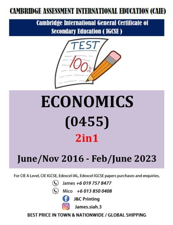 Cambridge Igcse ECONOMICS 0455 (PAPER 1 & 2) PAST YEAR PAPER 2016-Feb ...