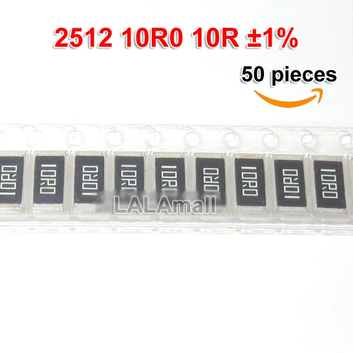 50pcs SMD Chip Resistor 2512 100 10R0 5% 1% 1W 10ohm 10R Fixed ...