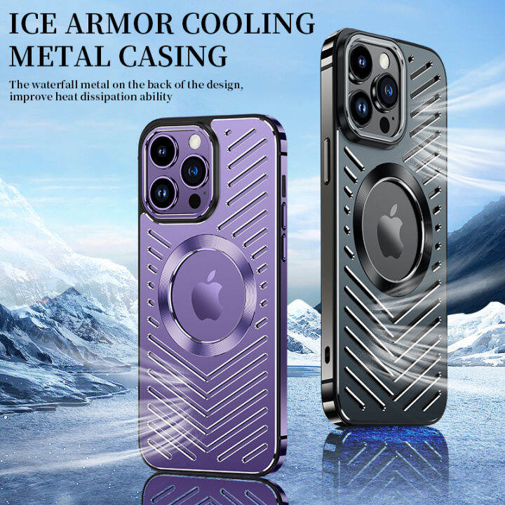 Magsafe Magne Ice Armor Cooling Metal Cover for iphone 15 Pro Max ...