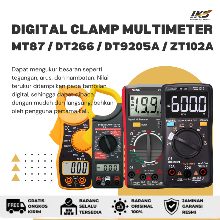 Digital Clamp MultiMeter MT87 / DT266 / DT9205A / ZT102A | Lazada Indonesia