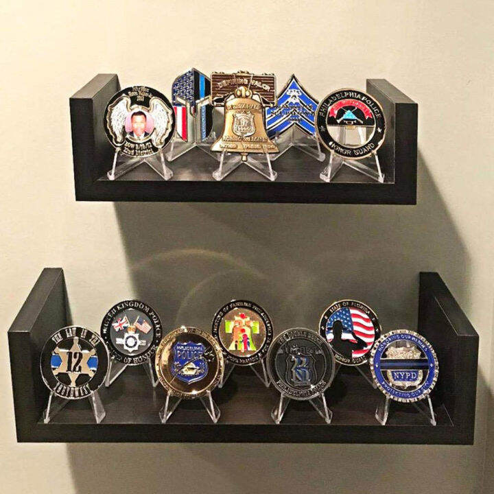 10pcs Acrylic Commemorative Coin Display Stand transparent triangle ...