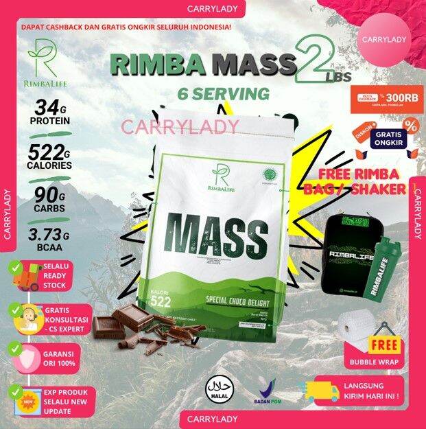 RIMBAMASS 4.4 LBS RIMBA MASS 2 KG 2KG GAINER PENAMBAH BERAT BADAN 0RIGINAL BPOM MUTANT MASS ...
