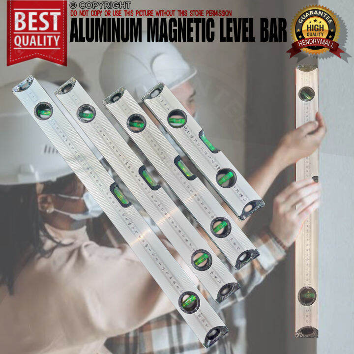 MAGNETIC SILVER ALUMINUM LEVEL BAR WITH SPIRIT LEVEL RULER | Lazada PH