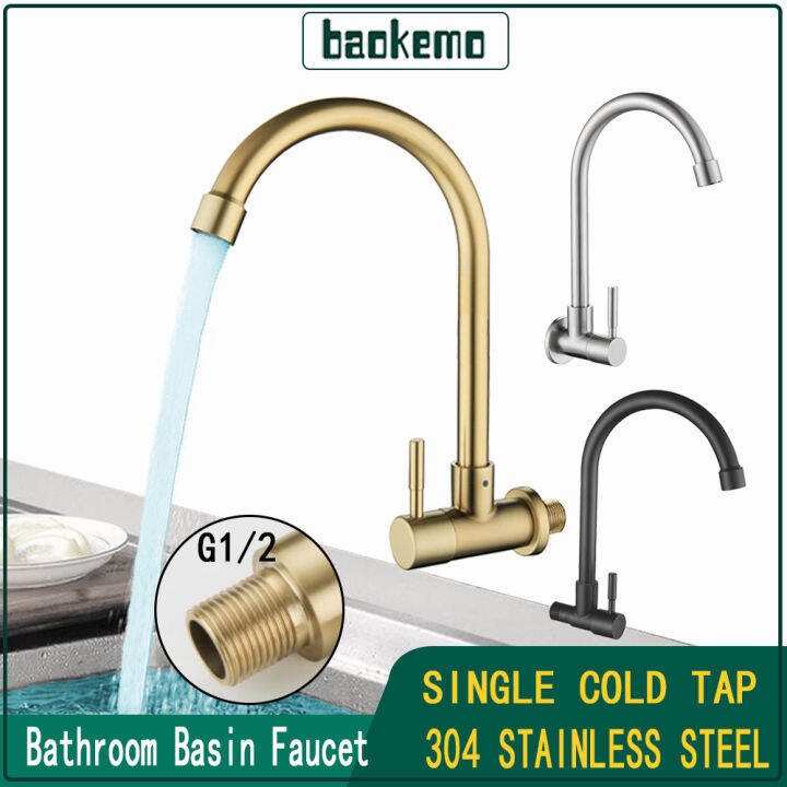 304 stainless steel kitchen faucet into the wall mounted a single cold ...