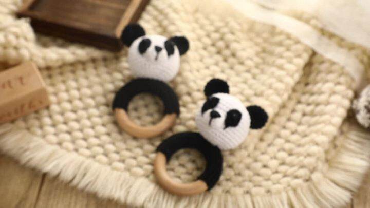 1pc Baby Teether Rabbit Giraffe Ring Wooden Babies Gym Music Rattles ...