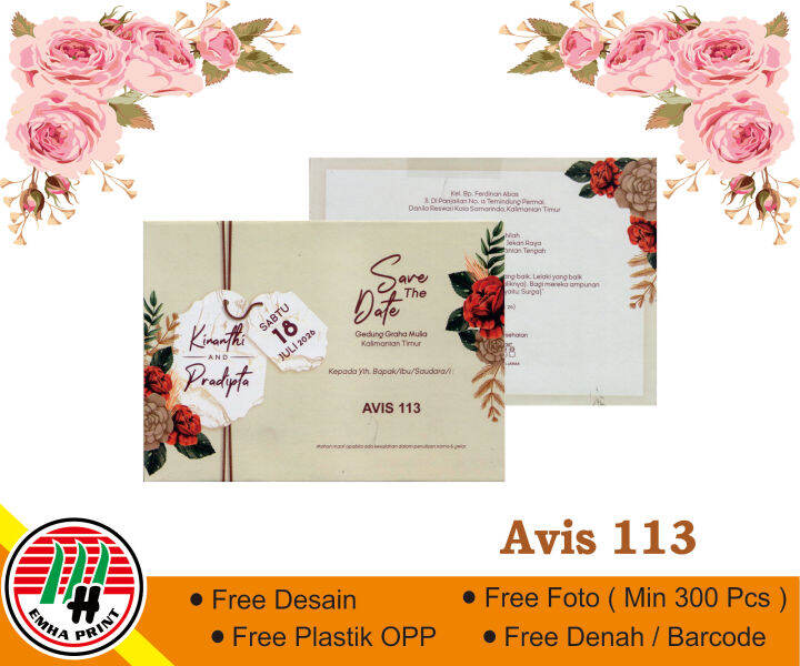 100 pcs Undangan Avis 112, Undangan Pernikahan, Undangan Khitan ...