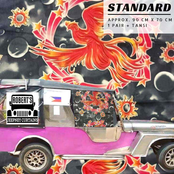 Phoenix Black Background Design Side Curtains for Tricycle, Owner Type ...