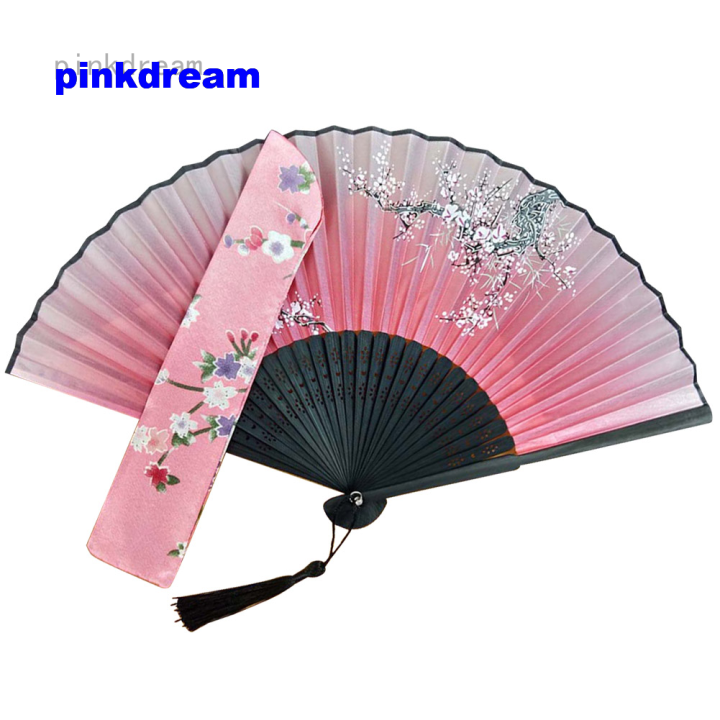 PINKDREAM Summer Cool Japanese Silk Fan Cherry Blossom Folding Fan ...
