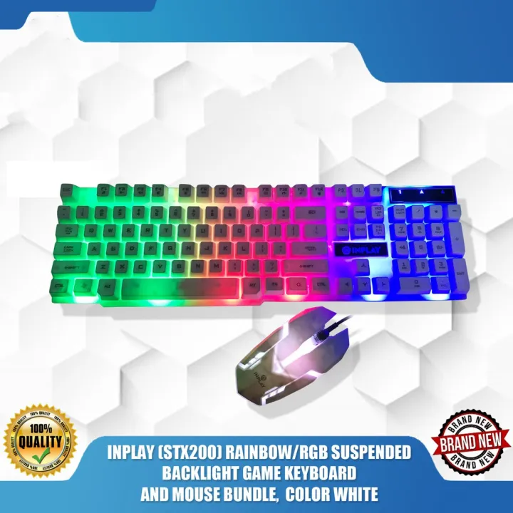 COD INPLAY (STX200) RAINBOW/ RGB SUSPENDED BACKLIGHT GAME KEYBOARD AND ...