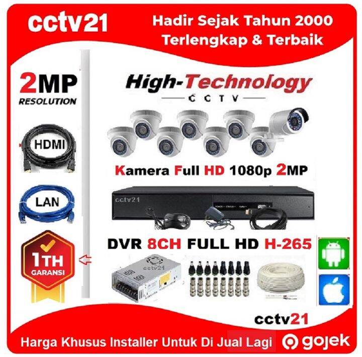 Paket 8 Kamera cctv 2MP ColorVu High-Technology 24Jam Kamera Selalu ...