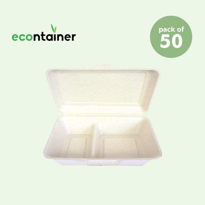Econtainer B002 1000ml 2-compartment Sugarcane Bagasse Take-out box ...