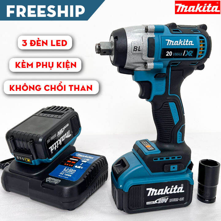 [ Hàng nhập khẩu ] Bộ Máy bắn bulong Makita 20V bản mới 3 đèn led - Máy siết ốc, máy vặn bu lông ...