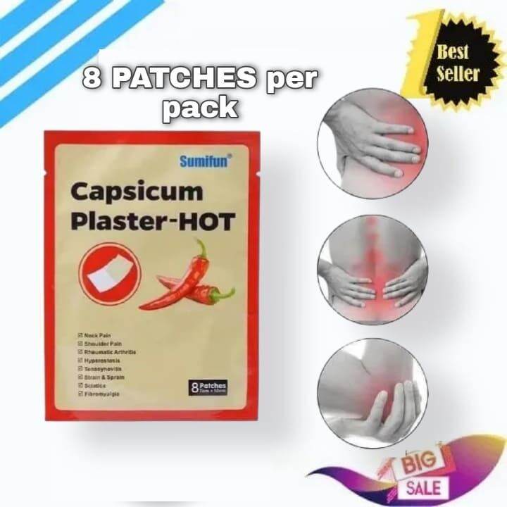 ORIGINAL 100% Capsicum Plaster Hot 8 Patches Pain Relief For Neck ...