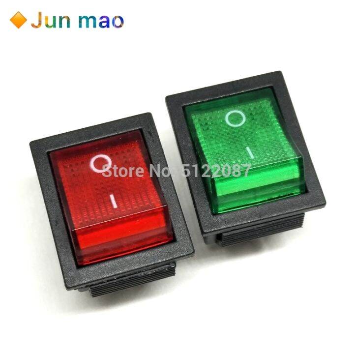 สวิตช์ไฟเปิดปิดไฟ4ขาสีแดง2ชิ้นล็อต30มม 25มม สวิตช์ปุ่มเรือ250v 15a Ac Amp 125v20a 3025