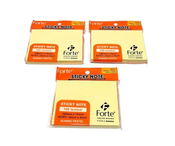 Harga Grosir ( 1packs/100Lbr) Label /Memo Sticky Notes FORTE Uk 4X3inch ...