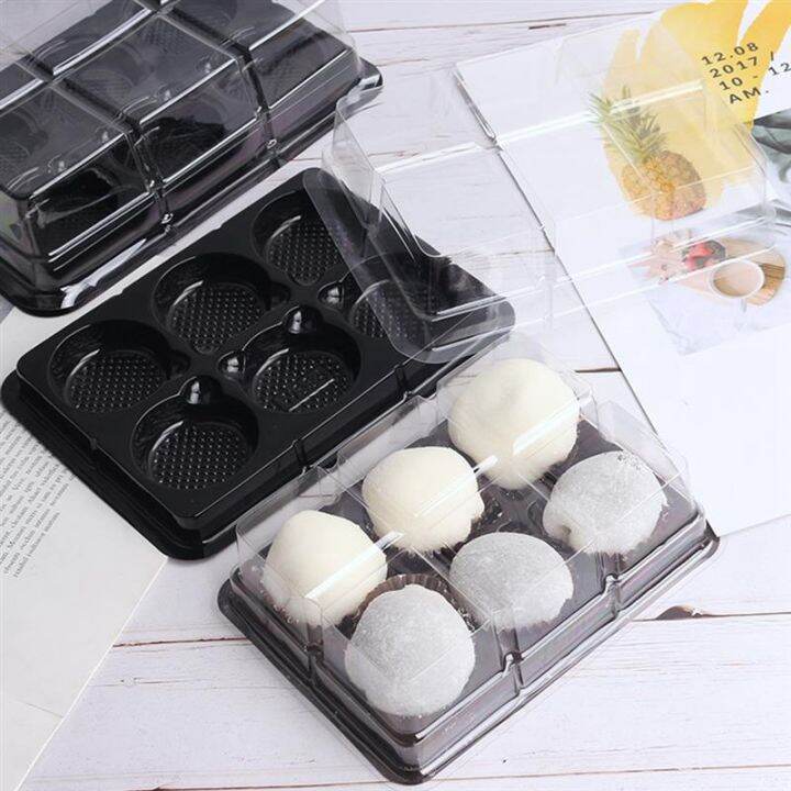 100Pcs 6 Cavities Plastic Mooncake Tray Transparent Muffin Cupcake ...