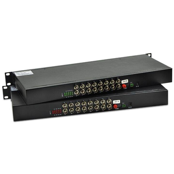 1 Pair 1U rack mounted 16 channel pure video optical transceiver single ...