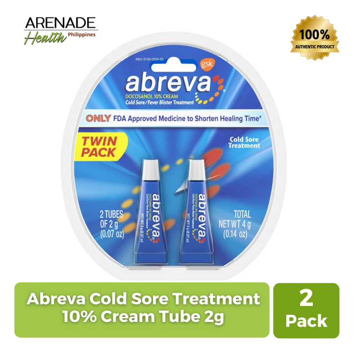 Abreva Cold Sore Treatment 10% Cream Tube | Pack of 2 - 2g | Lazada PH
