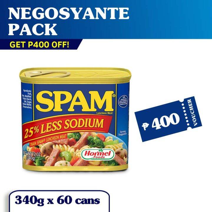 SPAM® Less Sodium Negosyante Pack 2 (60 Cans) | Lazada PH
