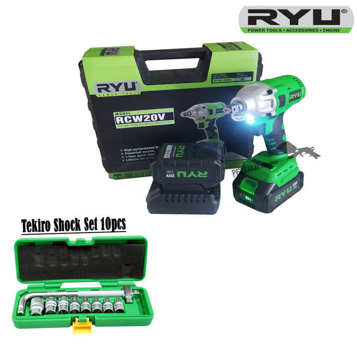 Paket Alat Pembuka Dan Pengencang Baut RYU RCW20V Mesin Cordless Impact ...