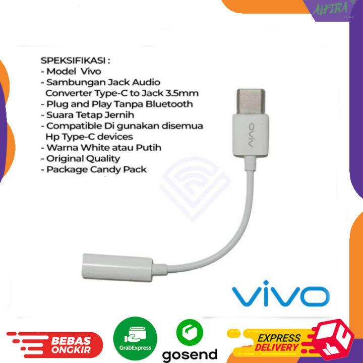 VIVO Converter Type-C To Jack 3.5 Cocok Untuk Seri V21 V23 V25 V27 T1 pro Spliter Tipe c ...